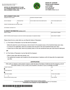 Fillable Online capropeforms CAA e-Forms Service Center - plumas - Cal Assessor e-Forms Fax ...