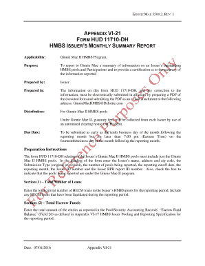 Fillable Online ginniemae A VI-21 FORM HUD 11710-DH HMBS ISSUER S MONTHLY SUMMARY REPORT Fax ...