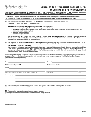 Fillable Online northeastern School of Law Transcript Request Form for ...