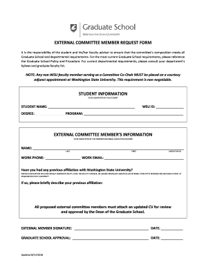 Fillable Online gradschool wsu EXTERNAL COMMITTEE MEMBER REQUEST FORM ...