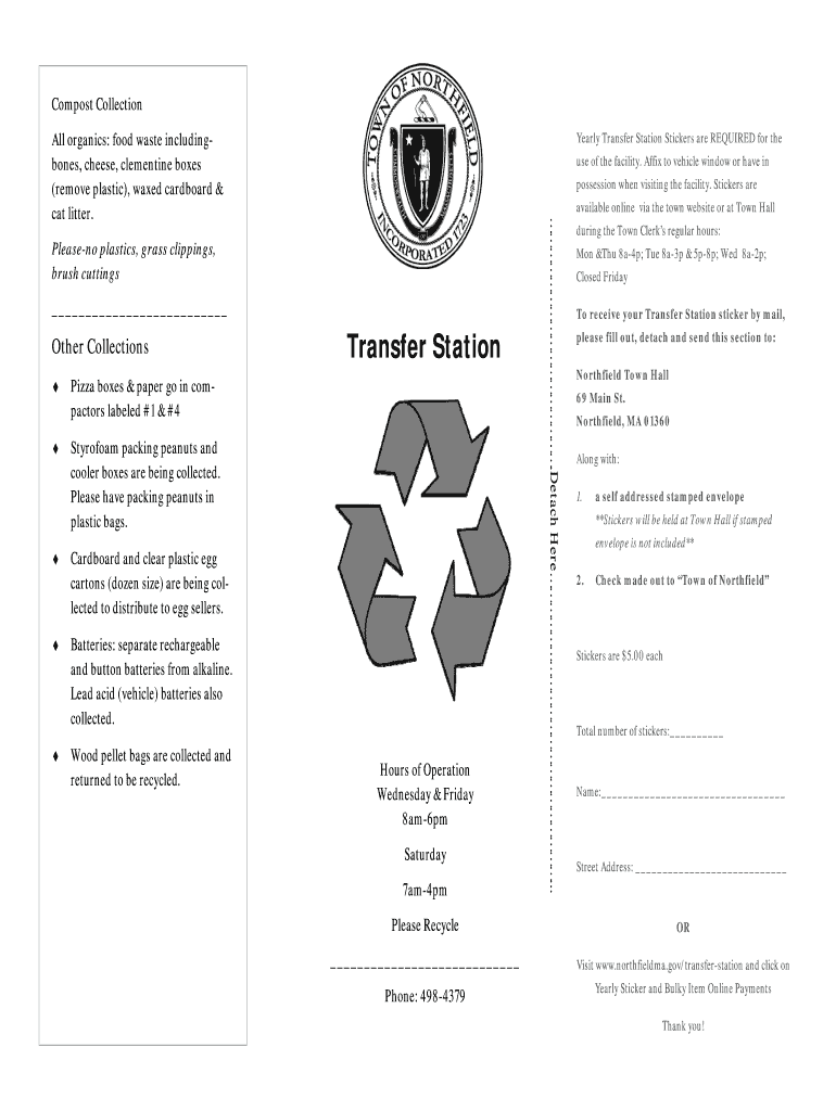 Fillable Online Transfer Station Brochure - Town of Northfield Fax ...