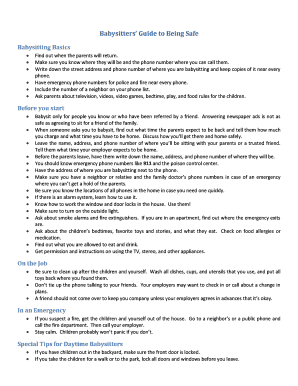 Fillable Online Babysitting Basics Fax Email Print - pdfFiller