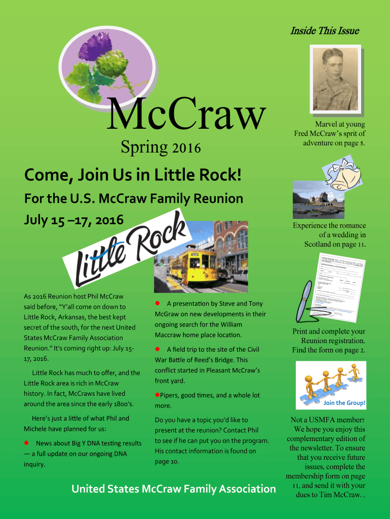 Fillable Online 2016 Newsletter - United States McCraw Family ...
