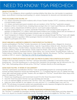 Fillable Online WHAT IS TSA PRE Fax Email Print - pdfFiller