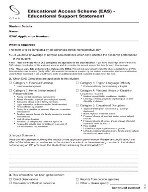 Fillable Online qtac edu Educational Support Statement - QTAC Fax Email ...