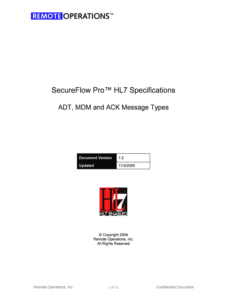 Fillable Online HL7 Specifications ADT-MDM - Remote Operations Fax ...
