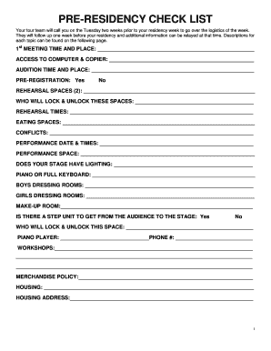 Fillable Online mctinc PRE-RESIDENCY CHECK LIST - MCT, Inc - mctinc Fax ...