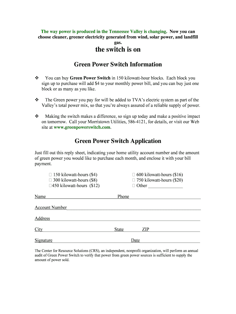 Fillable Online Green Power Authorization.doc Fax Email Print - pdfFiller