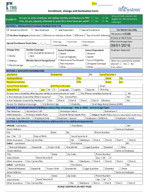 Fillable Online ID # Enrollment, Change and Declination Form Fax Email ...