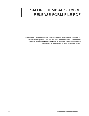 Fillable Online Salon Chemical Service Release Form File. salon ...