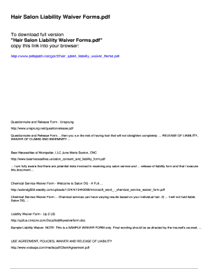 Fillable Online Hair Salon Liability Waiver Forms - pdfslibforyou.com ...