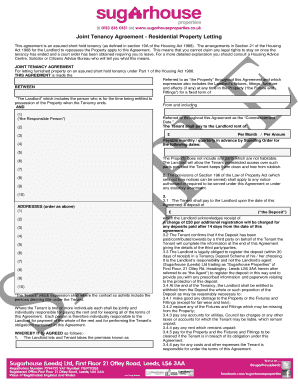 Fillable Online Joint Tenancy Agreement - Residential Property Letting ...