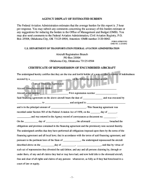 Fillable Online PO Box 25504 CERTIFICATE OF REPOSSESSION OF ENCUMBERED ...