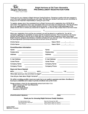 Fillable Online bright horizons children's centers, inc - Find a Bright ...