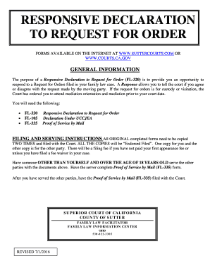 Fillable Online Responding to a Request for Orders - Superior Court of ... Fax Email Print ...