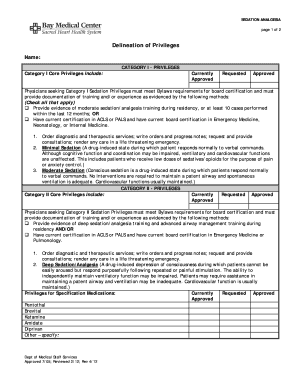 Fillable Online Delineation of Privileges - baymedical.org Fax Email ...