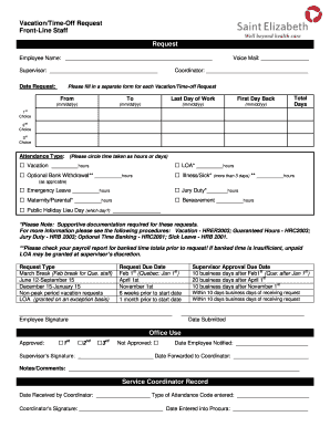 Fillable Online Vacation/Time-Off Request Request Fax Email Print ...