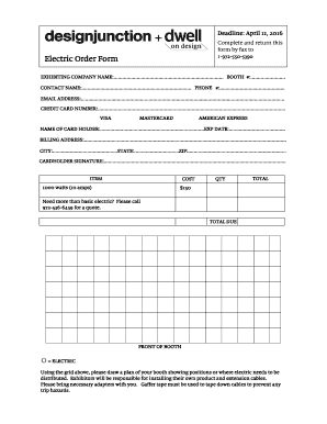 Fillable Online form by fax to Electric Order Form 1- - gocms ...