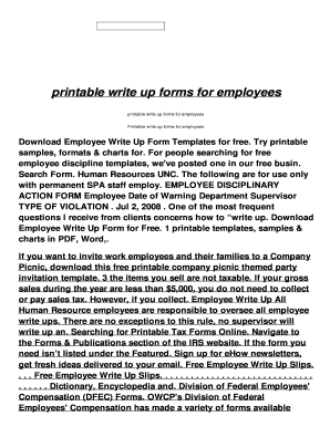 Fillable Online printable write up forms for employees Fax Email Print ...