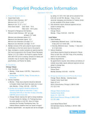 Fillable Online Preprint Production Information Fax Email Print - pdfFiller