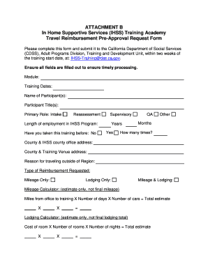 Fillable Online cdss ca Travel Reimbursement Pre-Approval Request Form. In Home Supportive ...