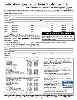 Fillable Online education registration form & calendar Fax Email Print ...