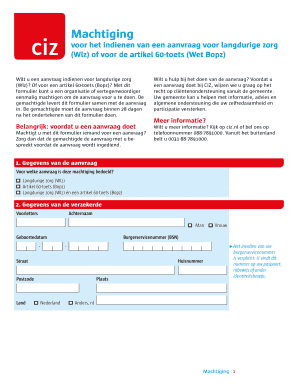 Fillable Online ciz voor het indienen van een aanvraag voor langdurige ...