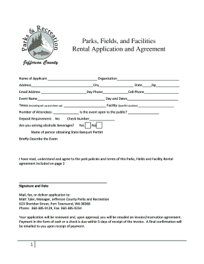 Fillable Online Parks, Fields, and Facilities Rental Application and Agreement Fax Email Print ...