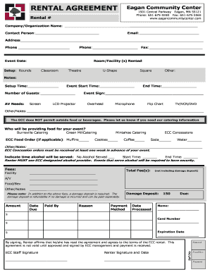 Fillable Online RENTAL AGREEMENT Eagan Community Center Fax Email Print ...
