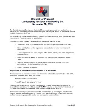 Fillable Online Request for Proposal Landscaping for Downtown Parking ...