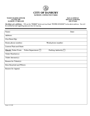 Fillable Online Ticket Appeal Form.DOC Fax Email Print - pdfFiller
