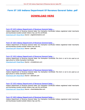 Fillable Online avlib FORM ST 105 INDIANA DEPARTMENT OF REVENUE GENERAL ...
