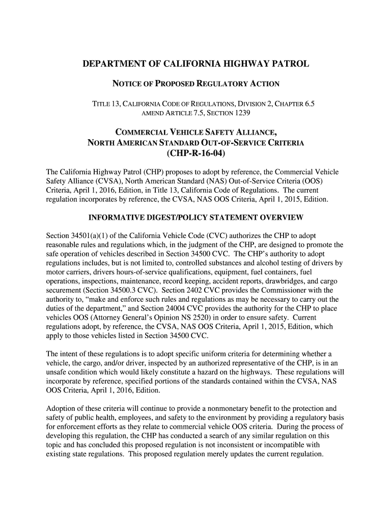 Fillable Online chp ca DEPARTMENT OF CALIFORNIA HIGHWAY PATROL (CHP-R ...