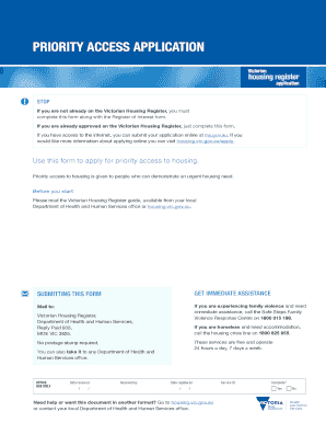 Fillable Online housing vic gov PRIORITY ACCESS APPLICATION - housing.vic.gov.au - housing vic ...
