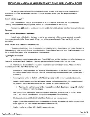 Fillable Online MICHIGAN NATIONAL GUARD FAMILY FUND APPLICATION FORM ...
