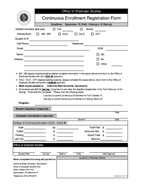 Fillable Online csus Continuous Enrollment - csus.edu Fax Email Print ...