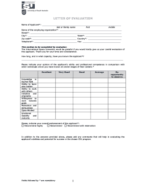 Fillable Online www2 isunet letter of evaluation - International Space ...