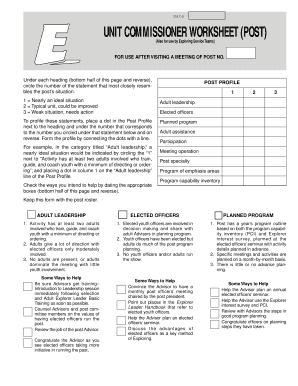 Fillable Online UNIT COMMISSIONER WORKSHEET (POST) Fax Email Print ...