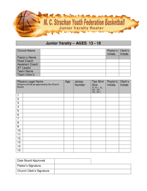 Fillable Online secsdayouth Junior Varsity Roster Form Fax Email Print ...
