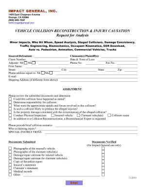 Fillable Online Vehicle Collision Reconstruction & Injury Causation ...
