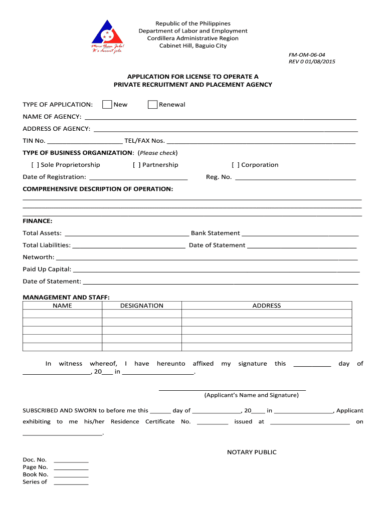 Fillable Online PRPA Checklist of Requirements - department of labor ...