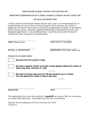 Fillable Online Sick Leave Buy Back Form - nsd.org Fax Email Print ...