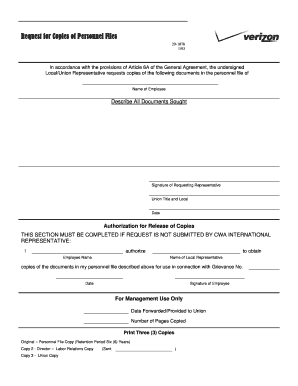 Fillable Online cwalocal2108 Request for Copies of Personnel File - 20 ...