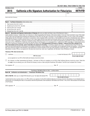 Fillable Online 2015 Form 8879-FID -- California e-file Signature ...