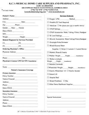 Fillable Online Order Form - KC Medical Home Care and Supplies Fax ...