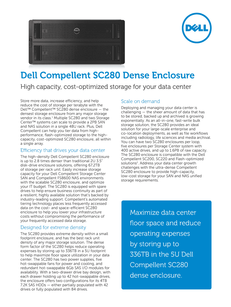 Fillable Online Dell Compellent SC280 Dense Enclosure Fax Email Print ...