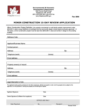 Fillable Online MINOR CONSTRUCTION PROJECT (15-DAY ADMINISTRATIVE ...