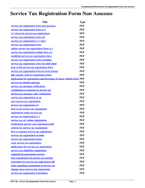 Fillable Online mobi kallyas Service Tax Registration Form Non Assessee ...
