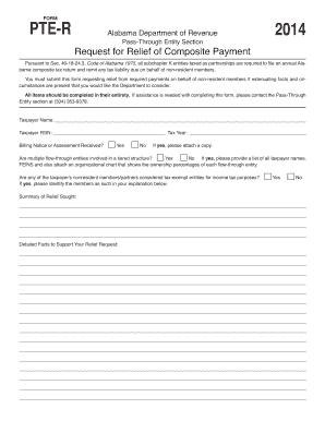 Fillable Online 2014 Form PTE-R - Alabama Department of Revenue ...