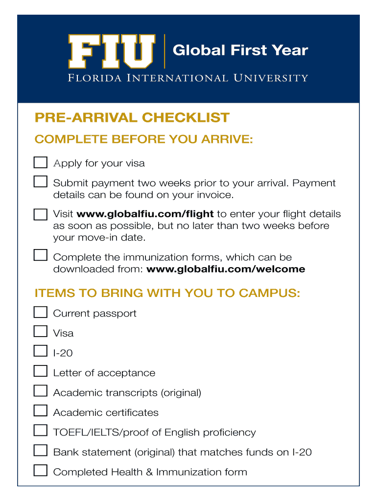Fillable Online p widencdn PRE-ARRIVAL CHECKLIST - p.widencdn.net Fax ...